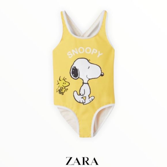 Zara | Swim | Zarakids Yellow Peanuts Snoopy One Piece Swimsuit | Poshmark